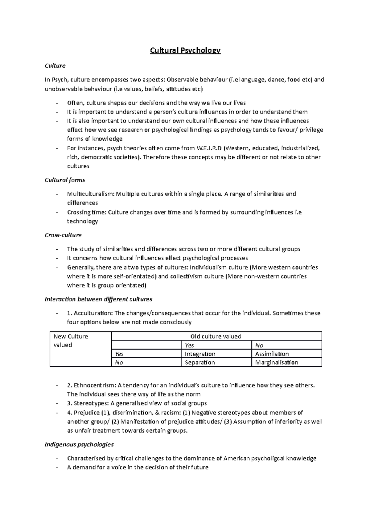 Psych 108 - Cultural Psych - Cultural Psychology Culture In Psych ...