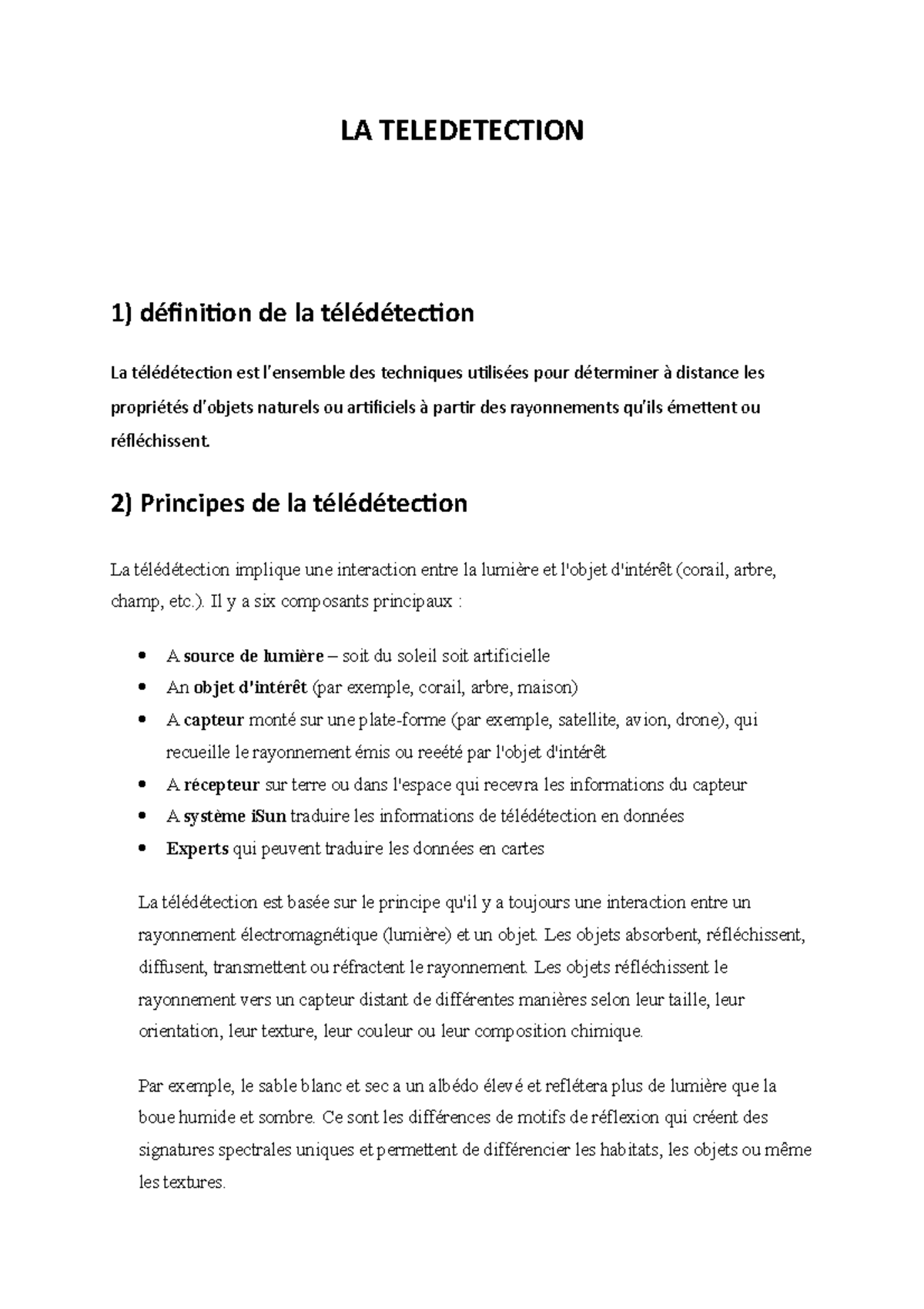 La teledetection - LA TELEDETECTION 1) définition de la télédétection ...