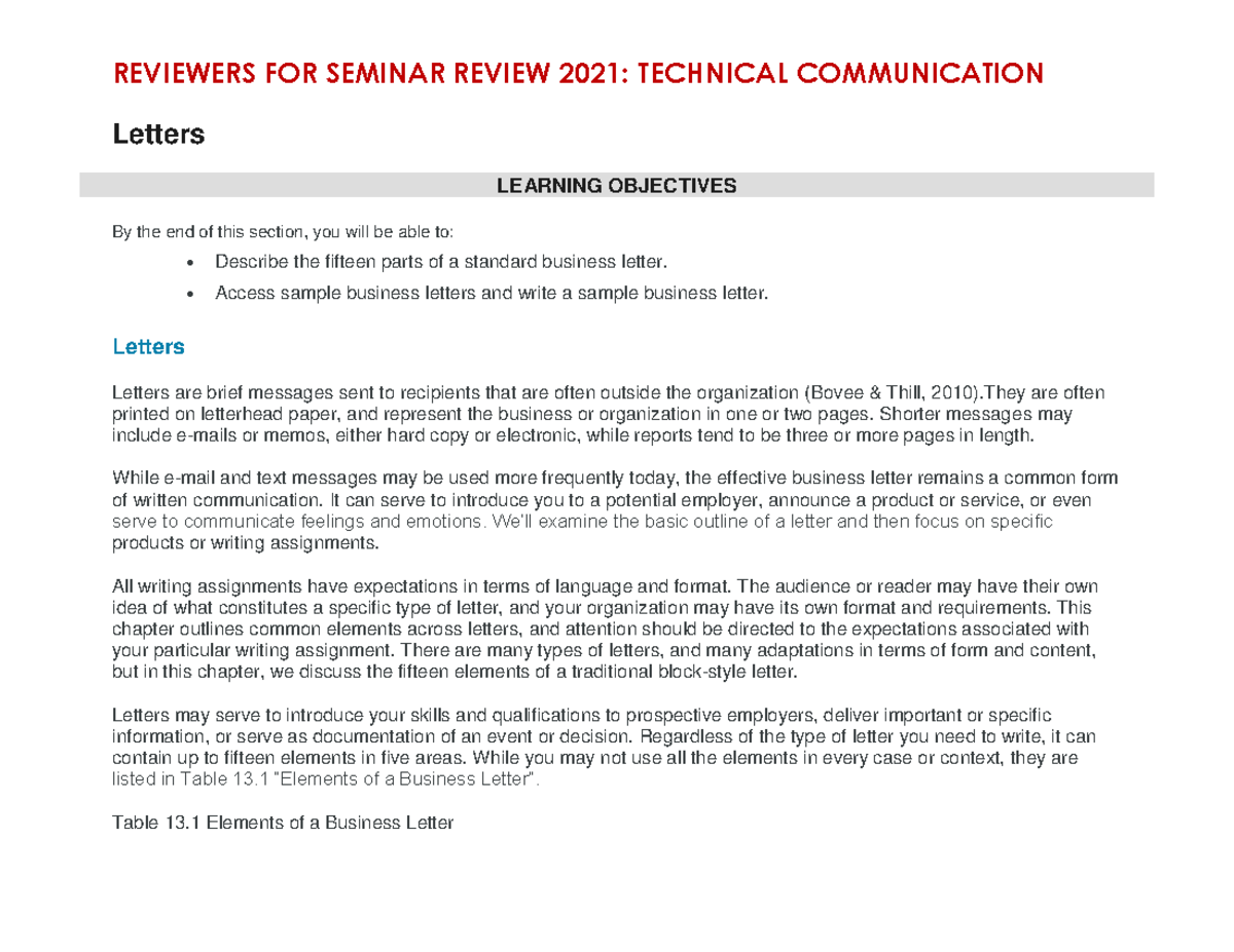 Additional References Seminar Review 2021 TECH COMM - REVIEWERS FOR ...