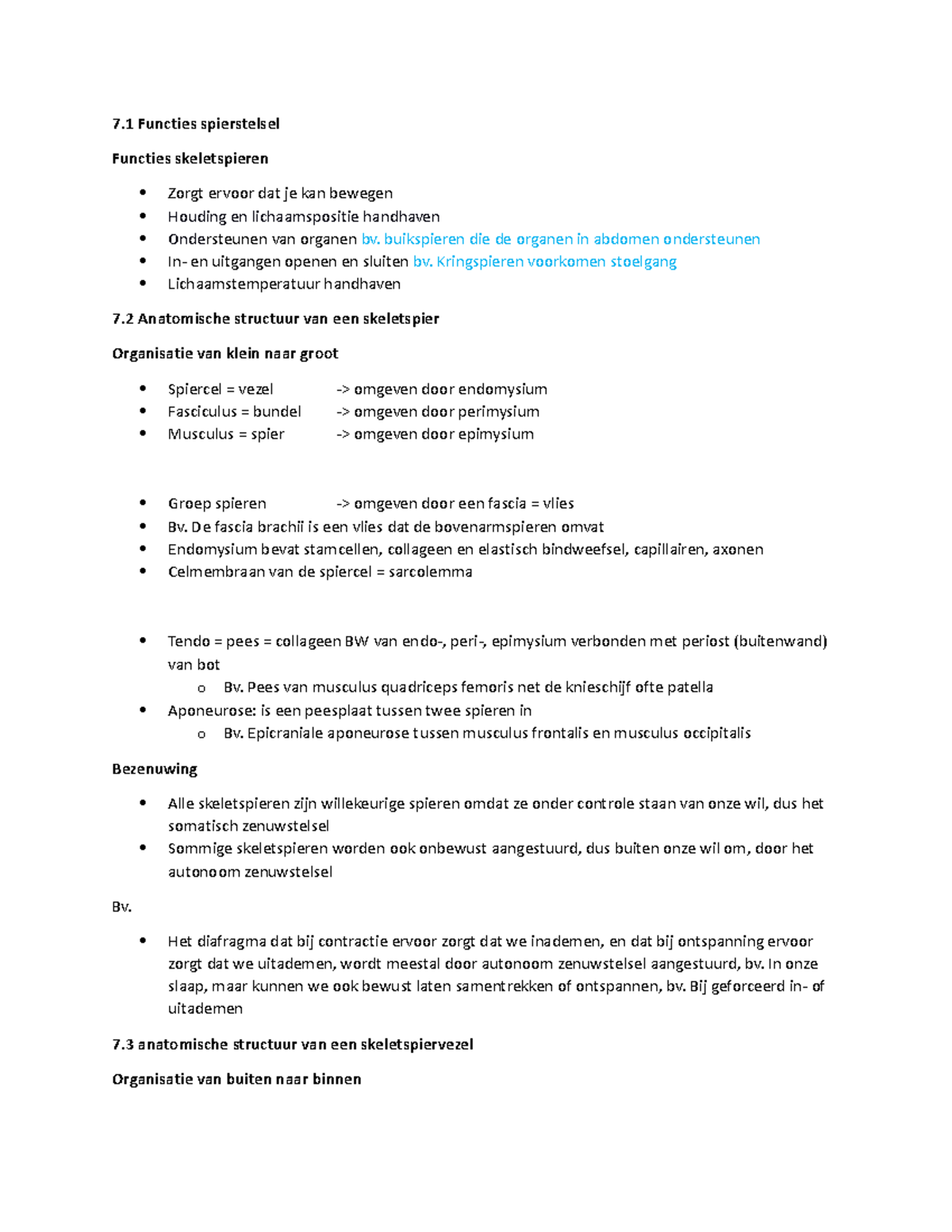 Anatomie en fysiologie H7 spierstelsel - 7 Functies spierstelsel ...