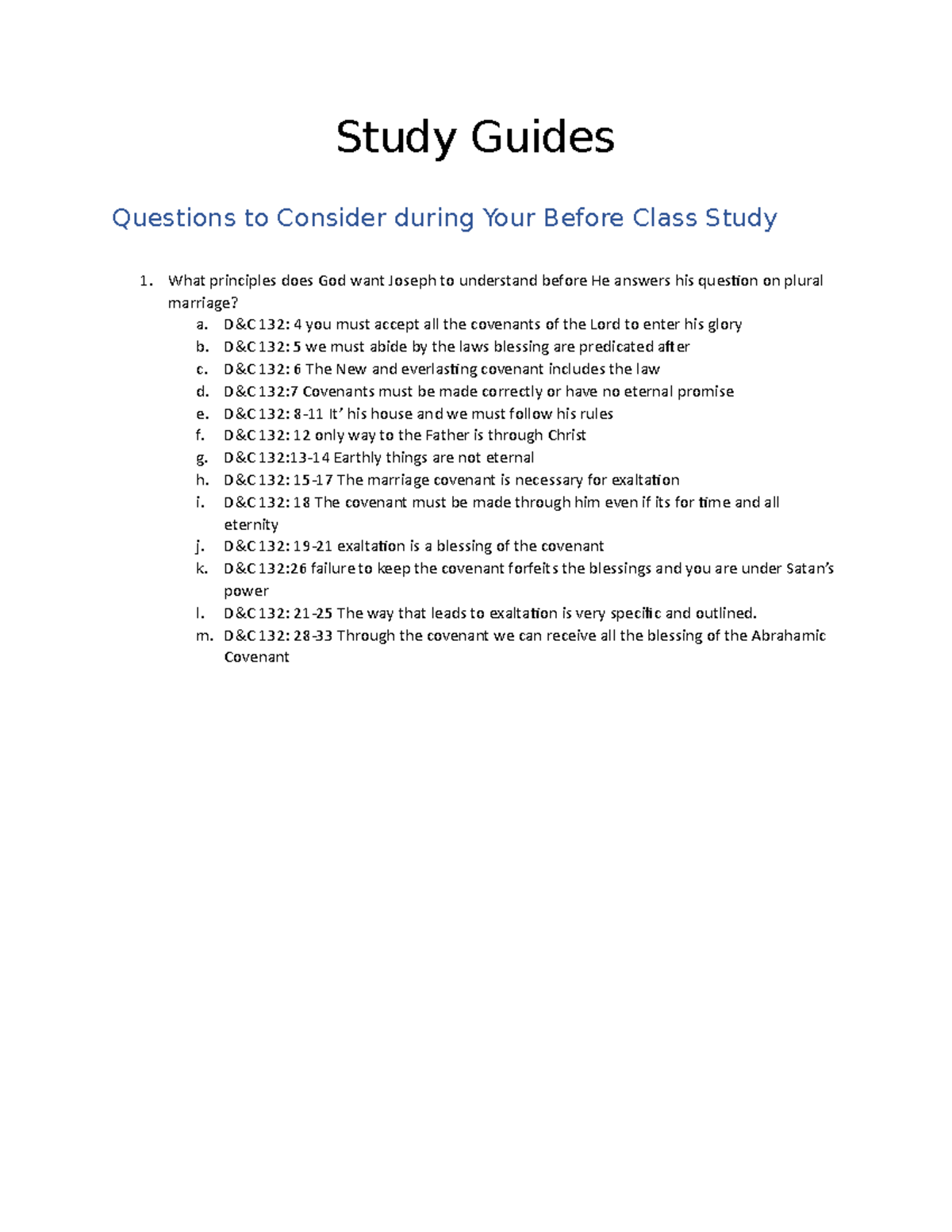 Structured Study Guides - Study Guides Questions to Consider during ...