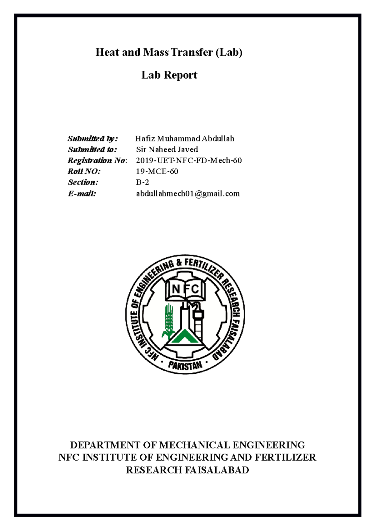 Heat and Mass Transfer - 1 Objective: To show that the energy radiated ...