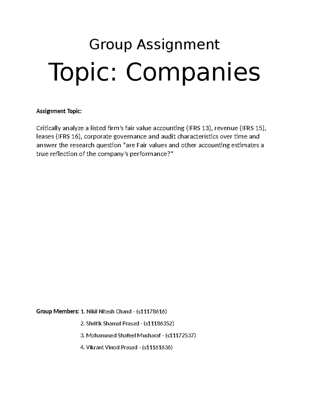 Group Assignment - Group Assignment Topic: Companies Assignment Topic ...