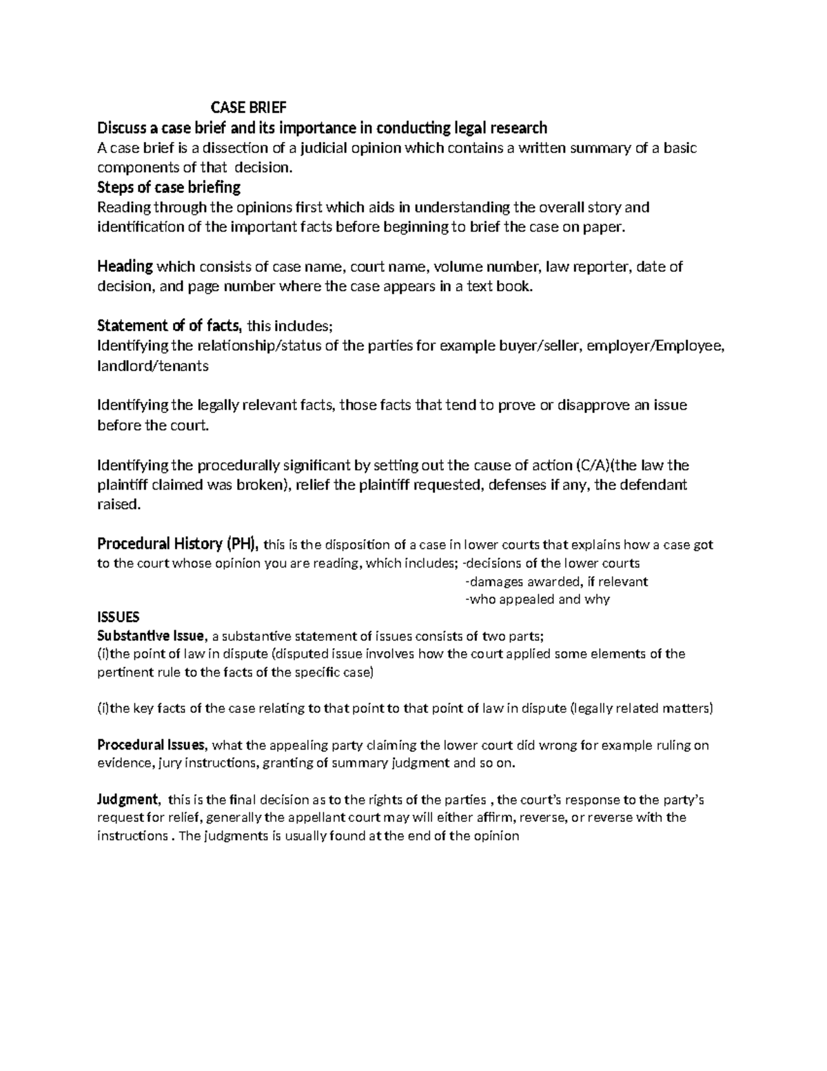 CASE Brief - Summary legal methods - CASE BRIEF Discuss a case brief ...