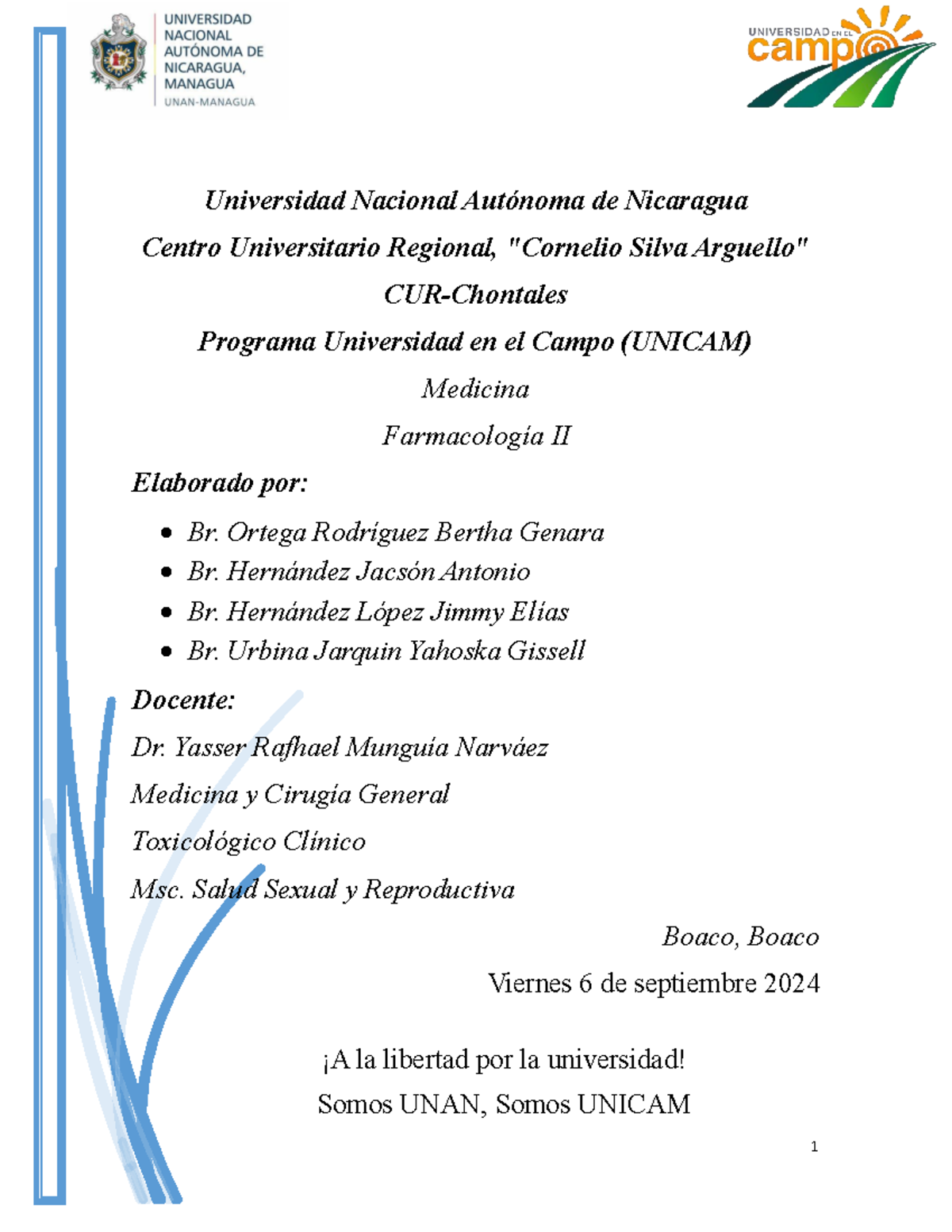 BOA IV de farmacología - Universidad Nacional Autónoma de Nicaragua ...