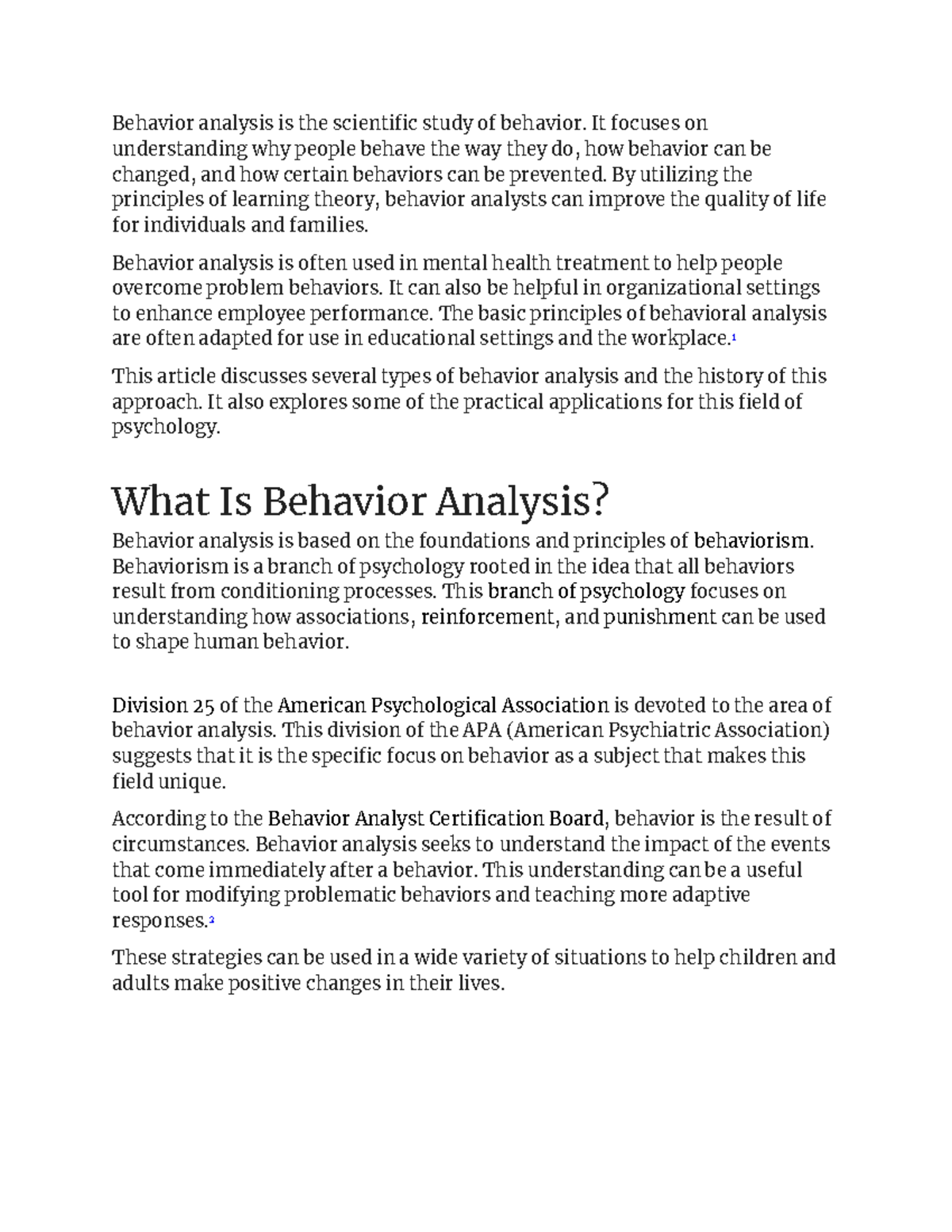 Behavior Analysis Notes - Behavior analysis is the scientific study of ...