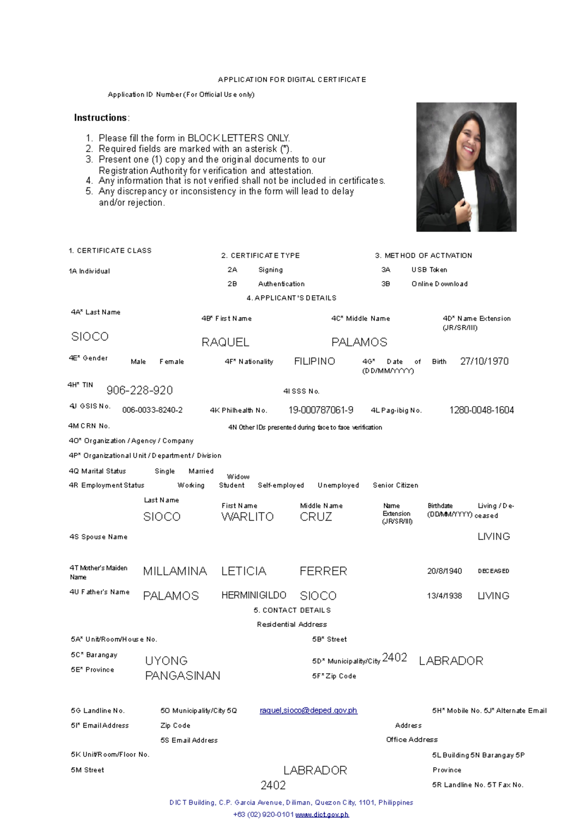 Pnpki Individual Certificate Application Form fillable v2 - APPLICATION ...