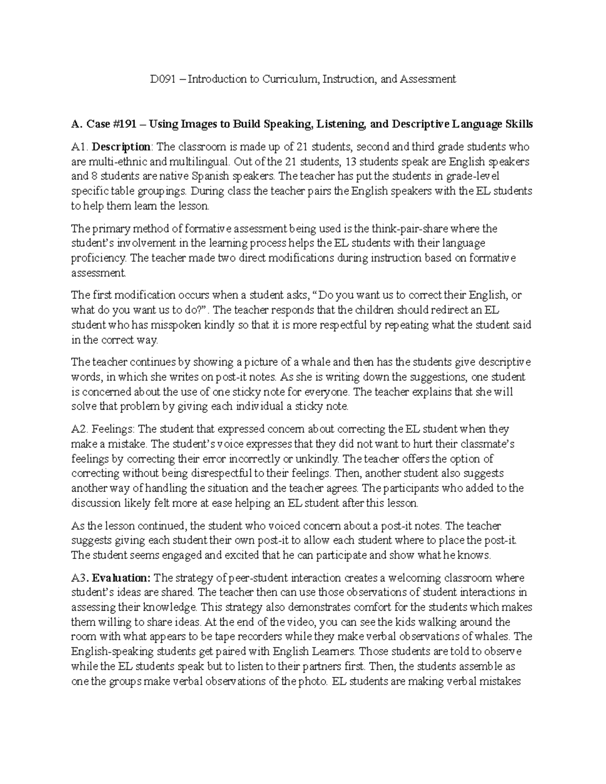 D091 Task 1 Curriculum D091 Introduction To Curriculum Instruction
