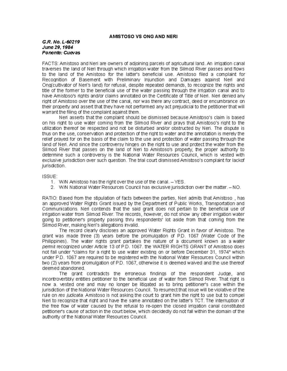 Pdfcoffee - vhvj - AMISTOSO VS ONG AND NERI G. No. L-60219 June 29 ...