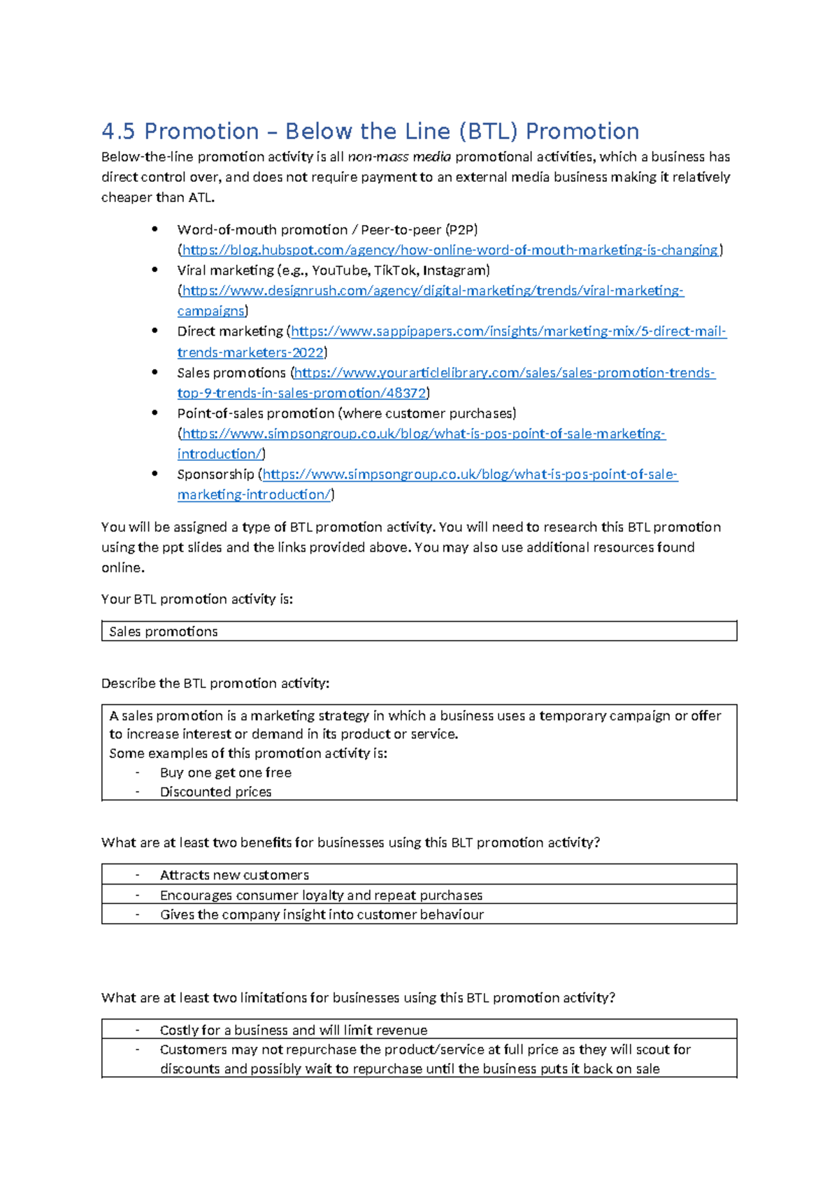 4.5 Promotion BTL Activity - Sales Promotion - 4 Promotion – Below the ...