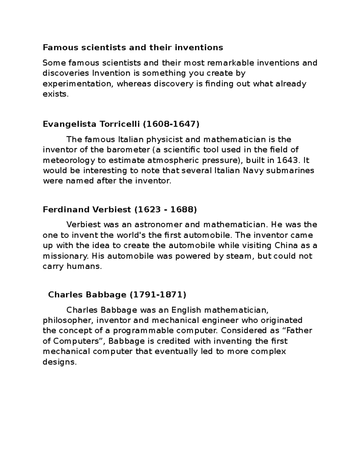 Scientists and its contribution - Famous scientists and their ...