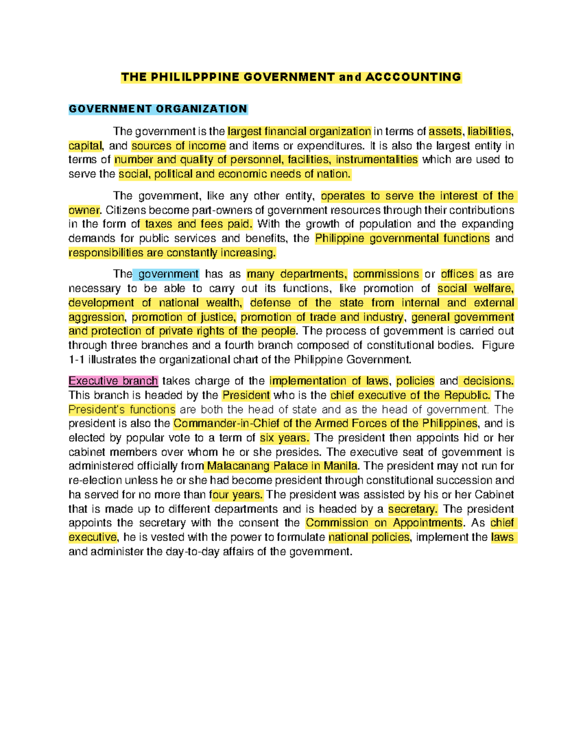 Introduction THE Philippine Government and Government Accounting - THE ...
