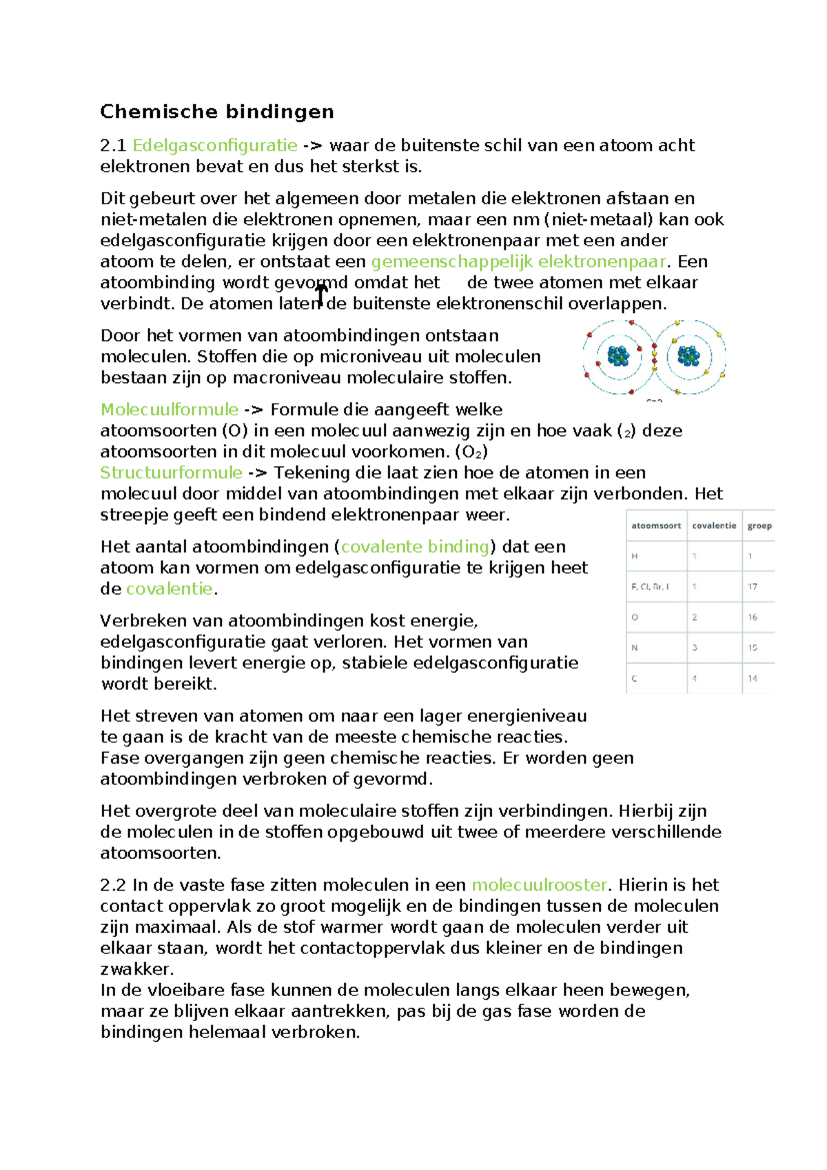 H2- Chemische bindingen - Chemische bindingen 2 Edelgasconfiguratie ...