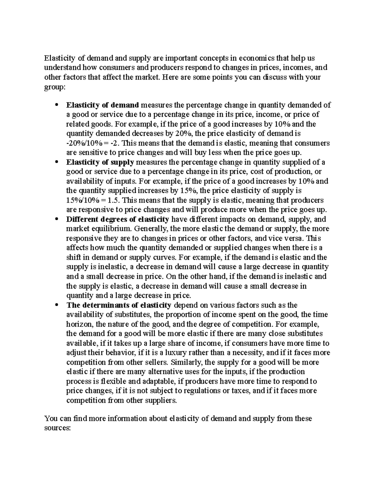 Imp of elasticity - notes - Elasticity of demand and supply are ...