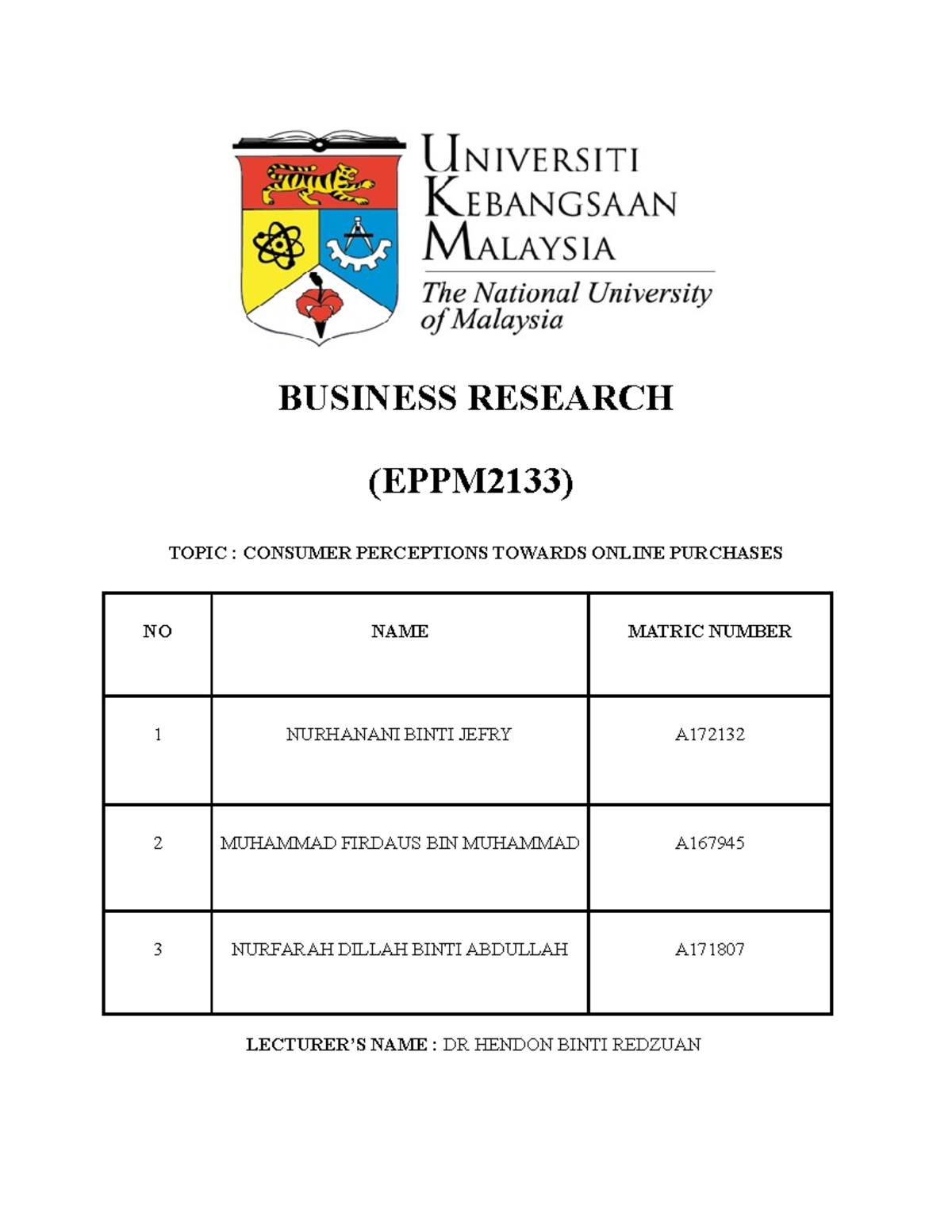Business Research ( Framework + Questionnaire) - BUSINESS RESEARCH ...