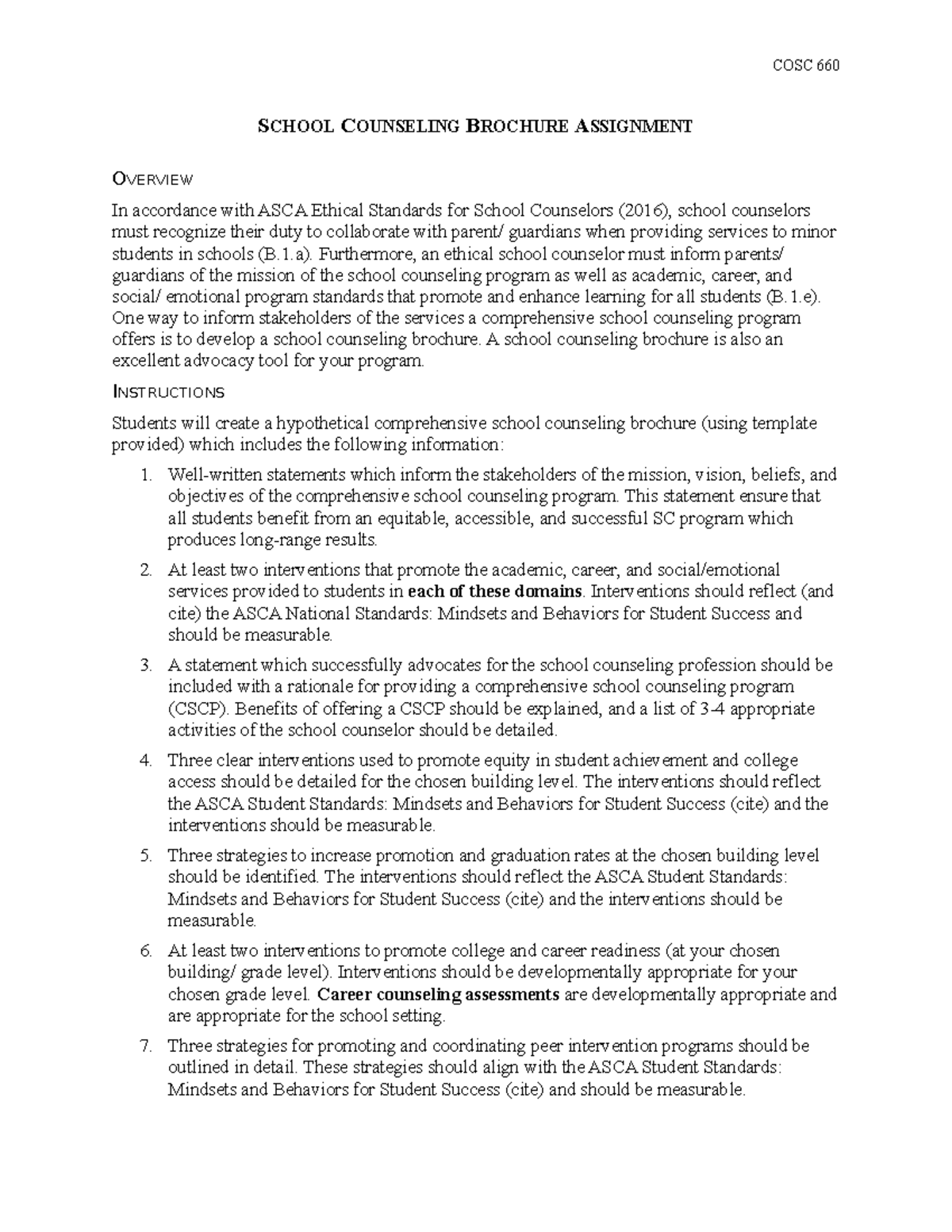 School Counseling Brochure Assignment Instructions - COSC 660 SCHOOL ...