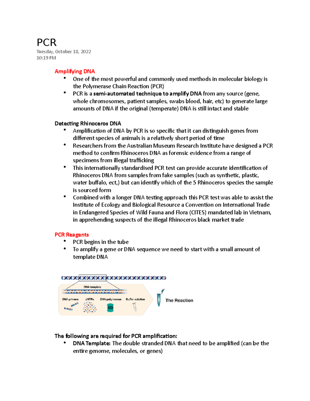 PCR - notes - PCR Tuesday, October 18, 2022 10:19 PM Amplifying DNA One ...