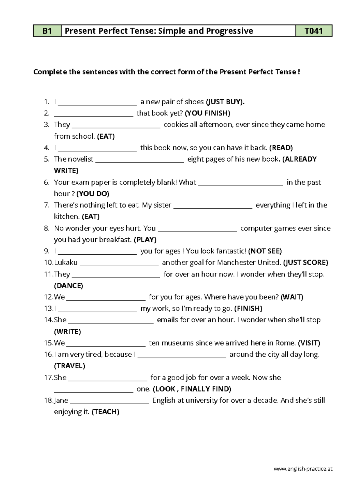 Present Perfect 2 - None - english-practice B1 Present Perfect Tense ...