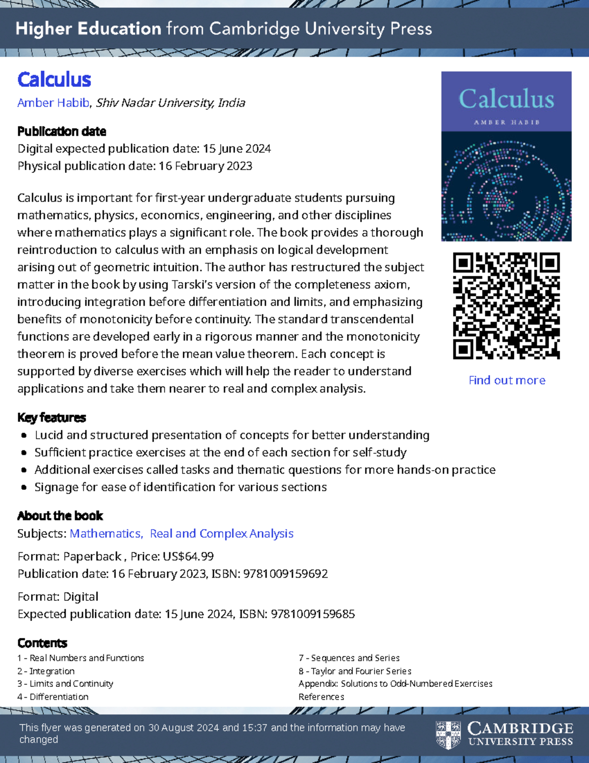 Calculus - Practice - This flyer was generated on 30 August 2024 and 15 ...