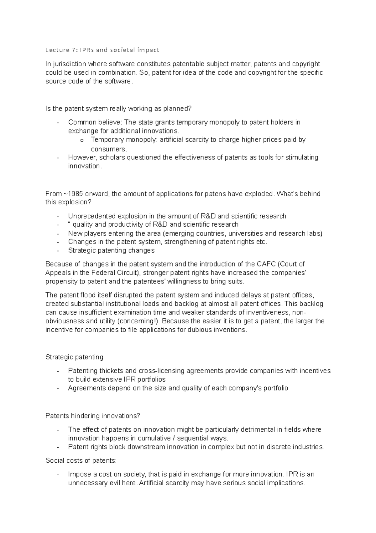 Lecture 7 - lecture notes - Intellectual property rights for new ...