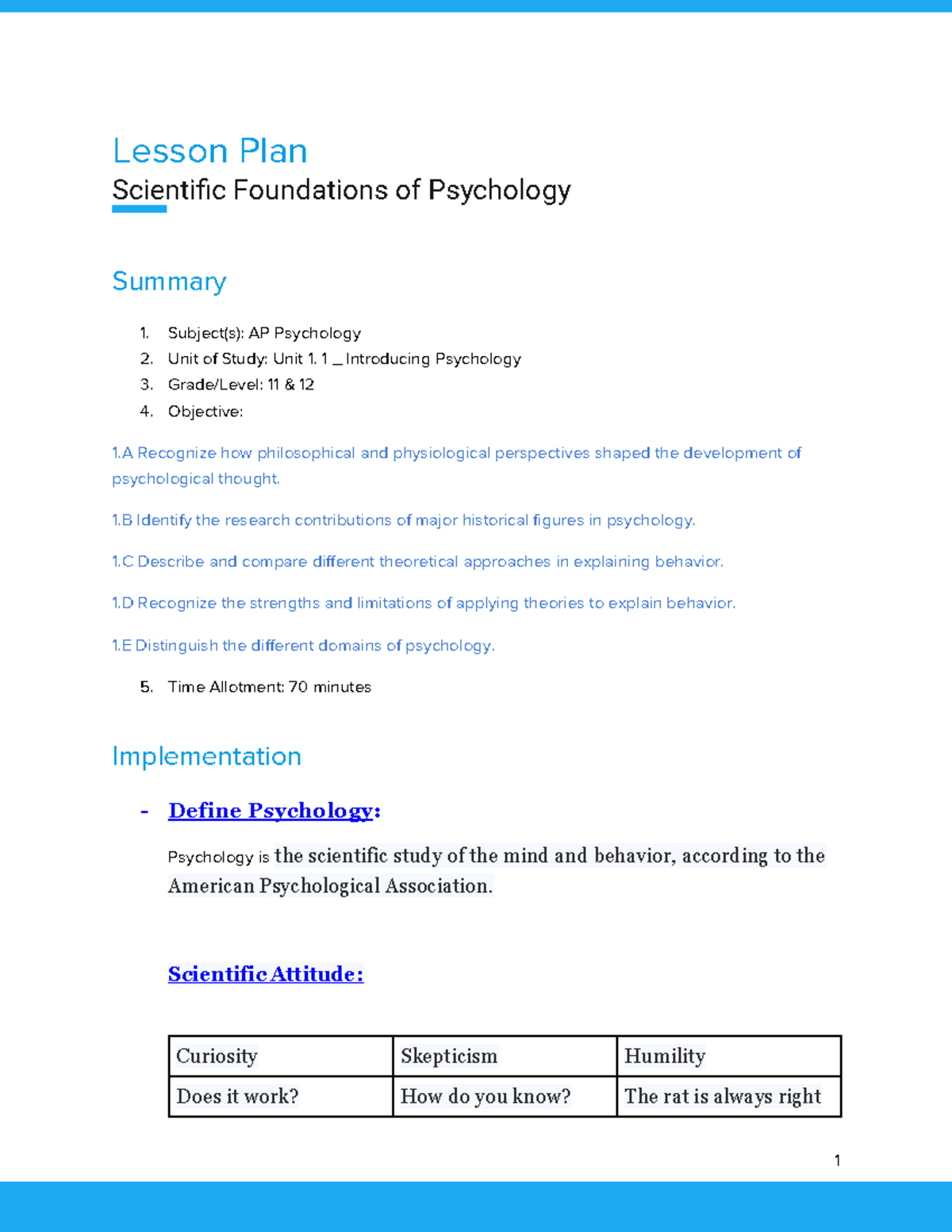 Lesson plan M1 W1 & 2 - It can be used to present some parts of unit 1 ...