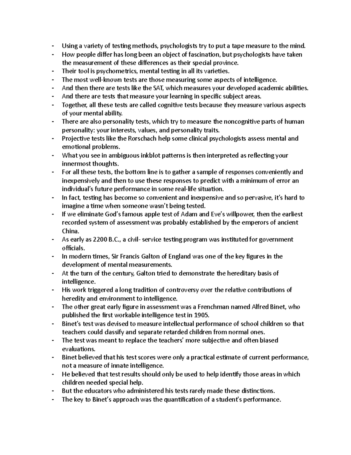 Assigned Video (Test 3) - Testing and Intelligence - Using a variety of ...