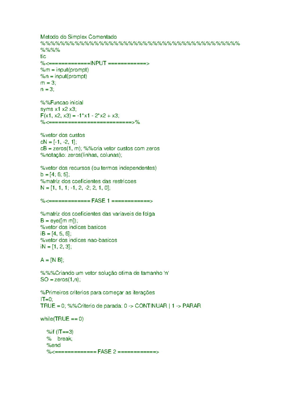 Metodo do Simplex Comentado - Metodo do Simplex Comentado