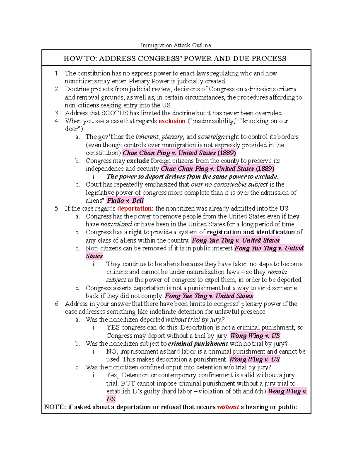 Attack Outline - Immigration - Immigration Attack Outline HOW TO ...