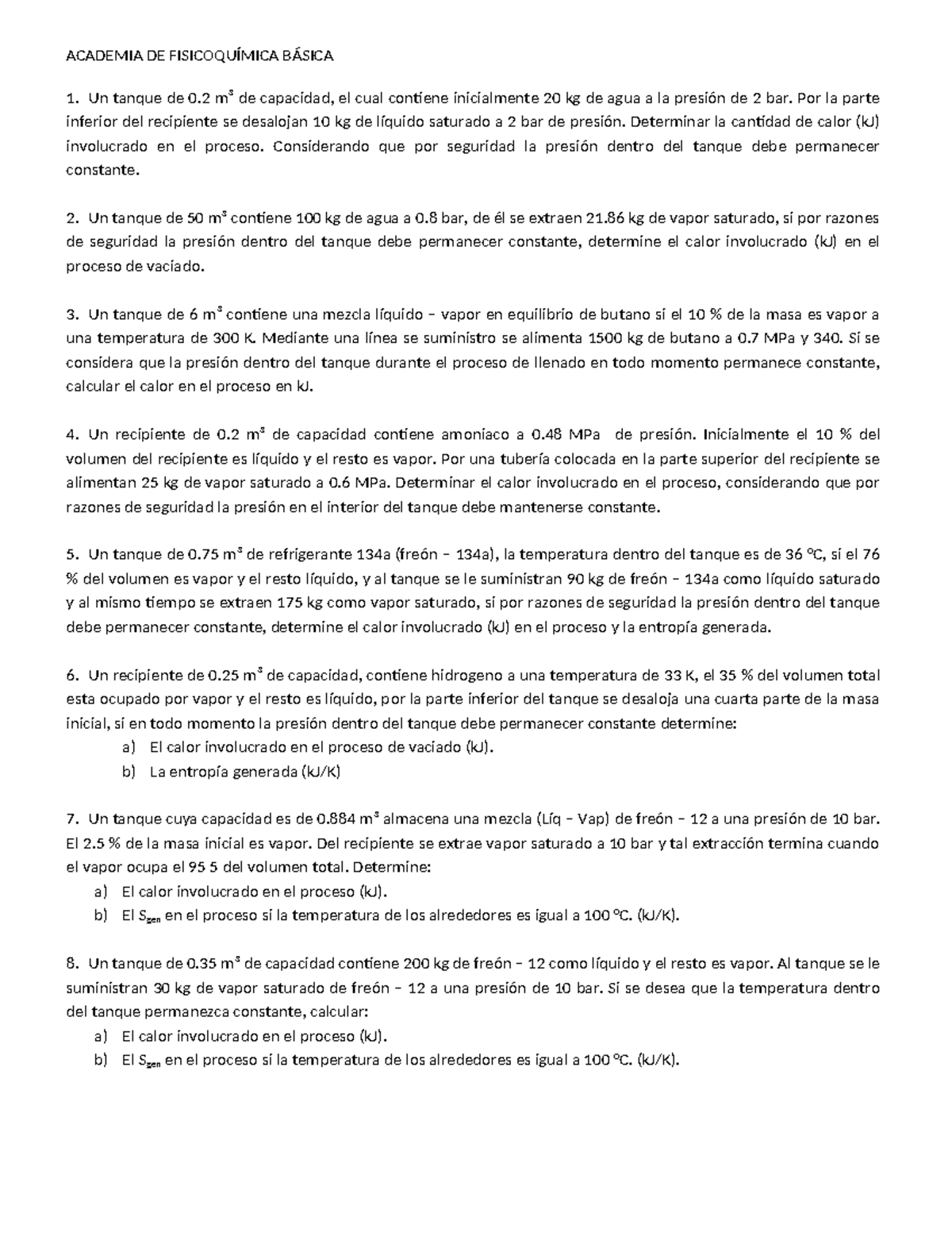 Ejercicios de Régimen no Permanente - Un tanque de 0 m 3 de capacidad ...