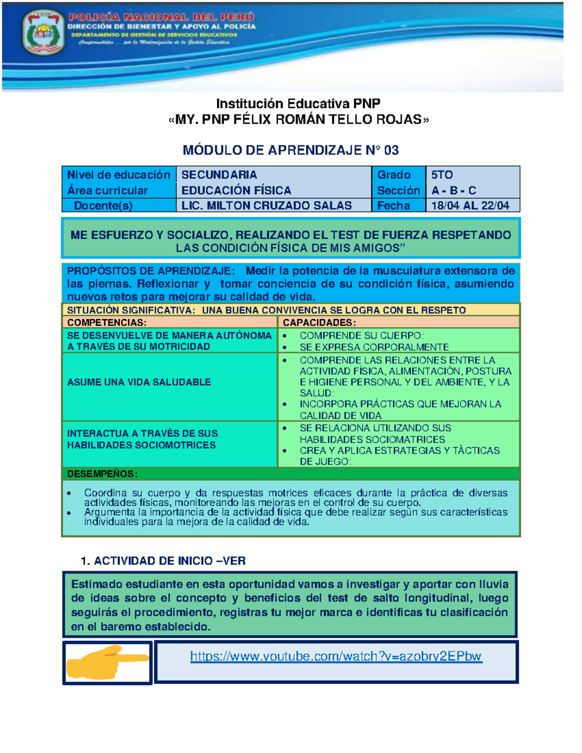 Módulo 03 I BIM ED. Fisica 5TO - MÓDULO DE APRENDIZAJE N° 03 1 ...