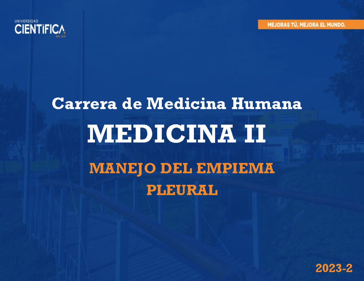 Empiema Pleural - eee - MANEJO DEL EMPIEMA PLEURAL Carrera de Medicina ...