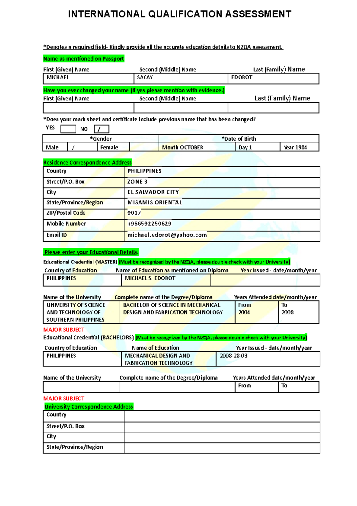 International Qualification Assessment NZQA - MT - INTERNATIONAL ...