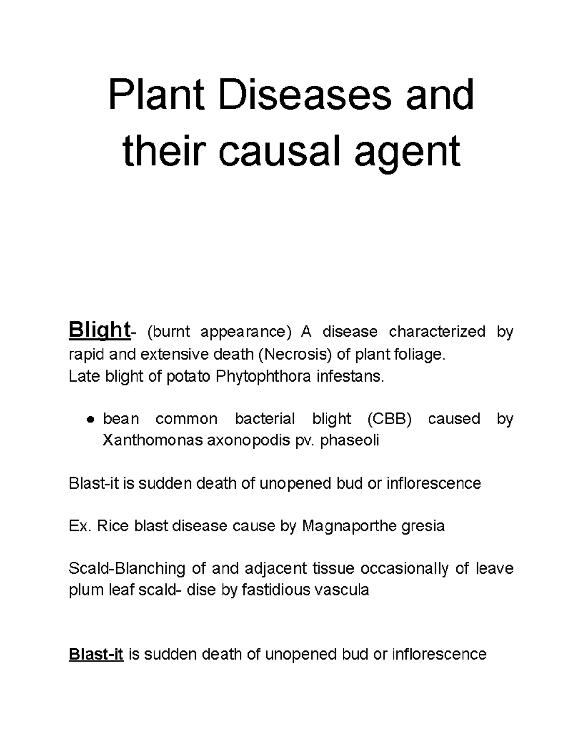 Plant Diseases and their causal agent - Plant Diseases and their causal ...