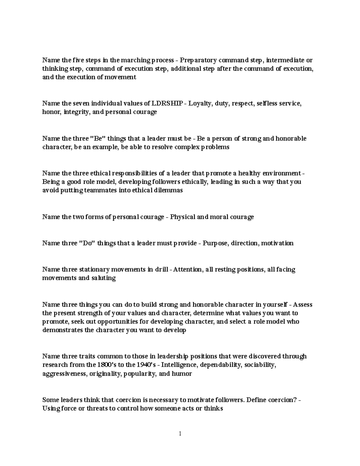 Note 13 - military science notes - Name the five steps in the marching ...