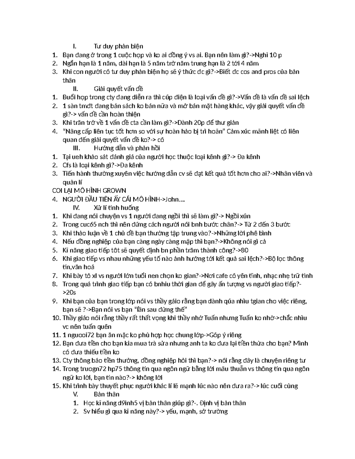THI CUỐI KÌ - pTBV - I. Tư duy phản biện Bạn đang ở trong 1 cuộc họp và ...