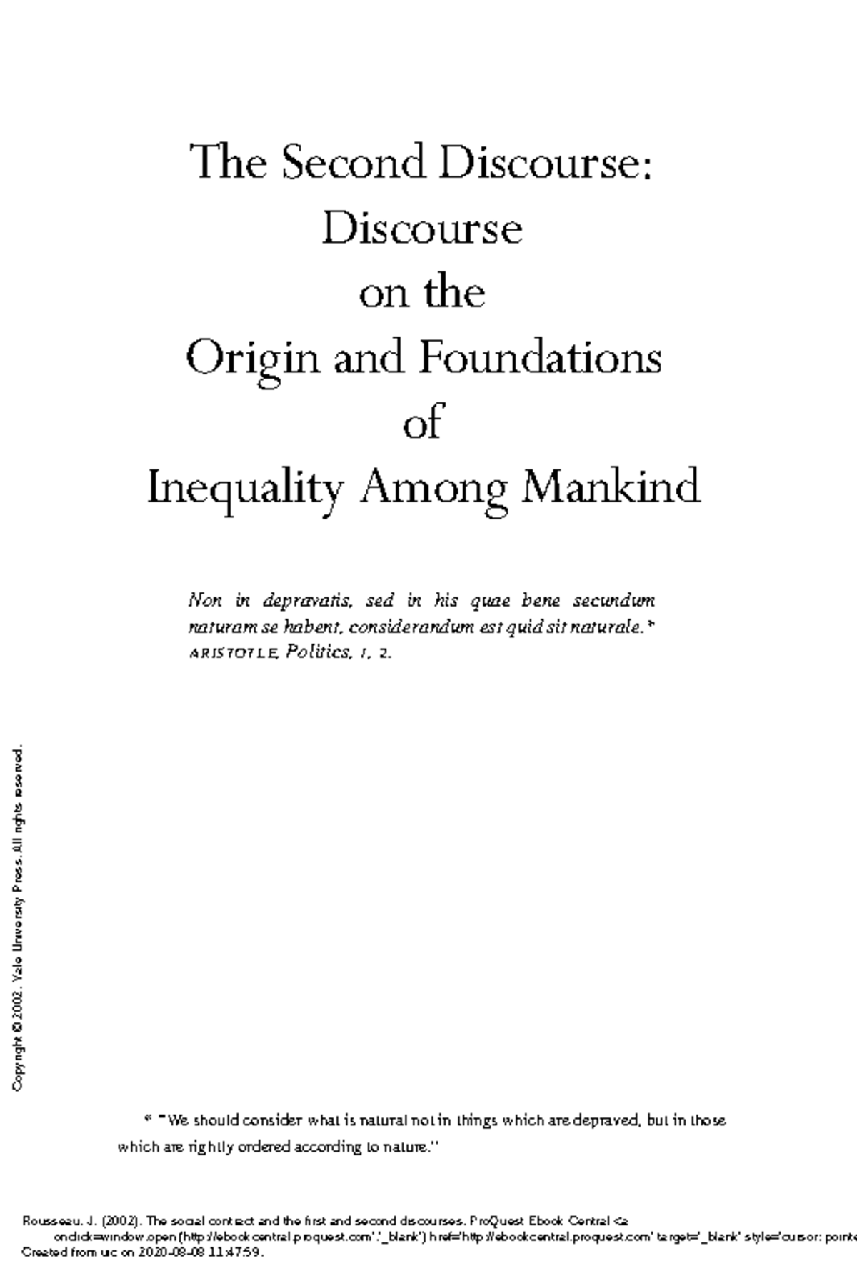 Reading : The second discourse on the origin and foundations - The ...