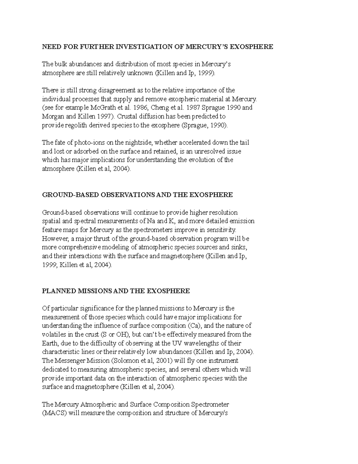 NEED FOR Further Investigation OF Mercury - NEED FOR FURTHER ...