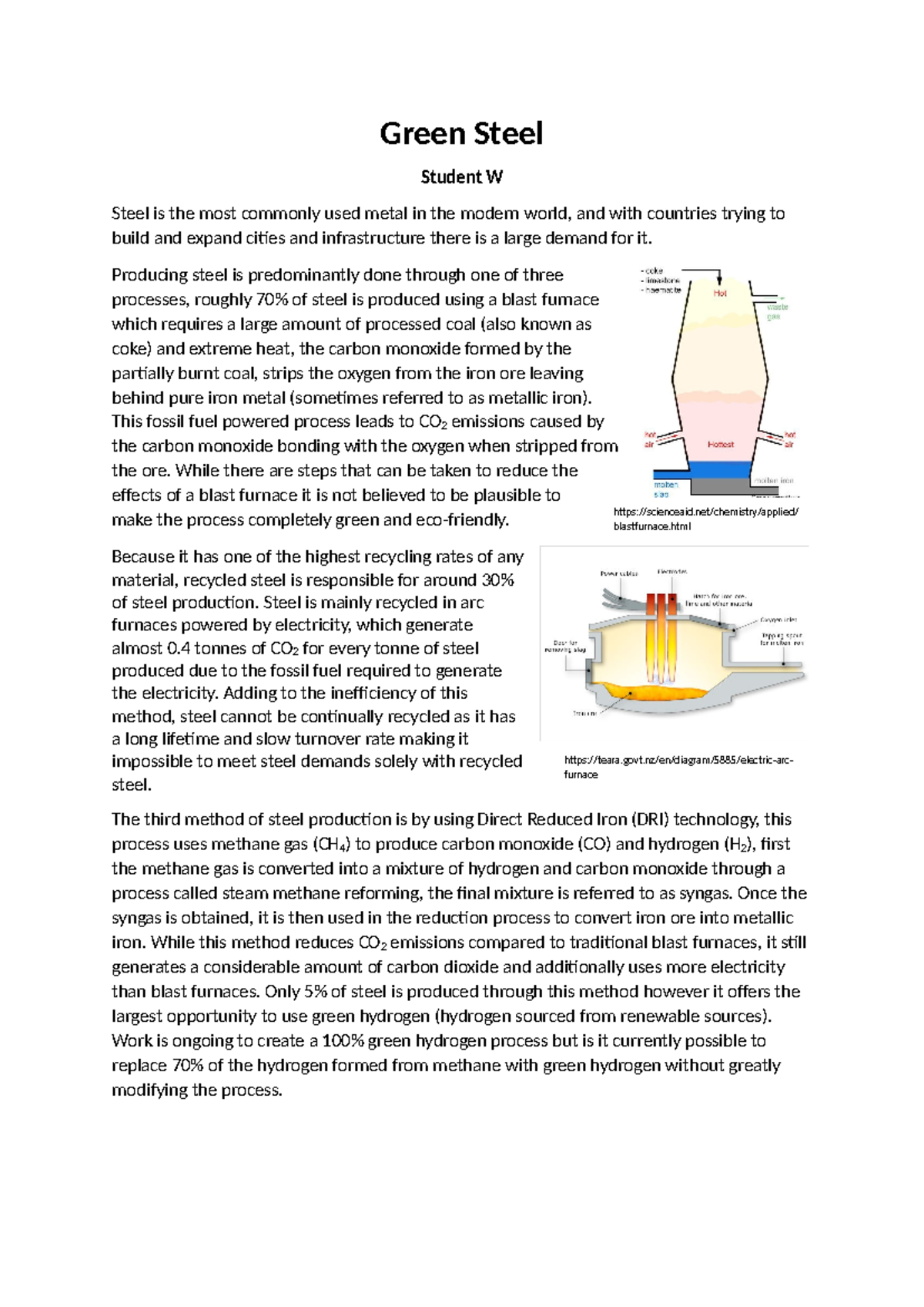 Research Task Exemplar - green steel - Green Steel Student W Steel is ...