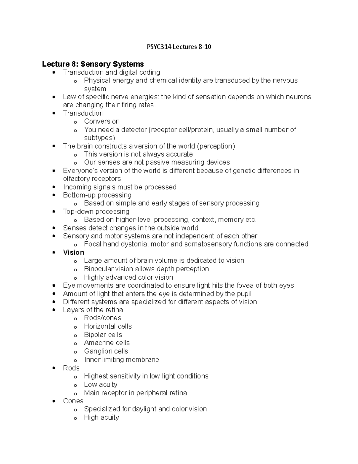 PSYC314 Lectures 8-10 - Professor McCaughey, Fall 2021 - PSYC314 ...