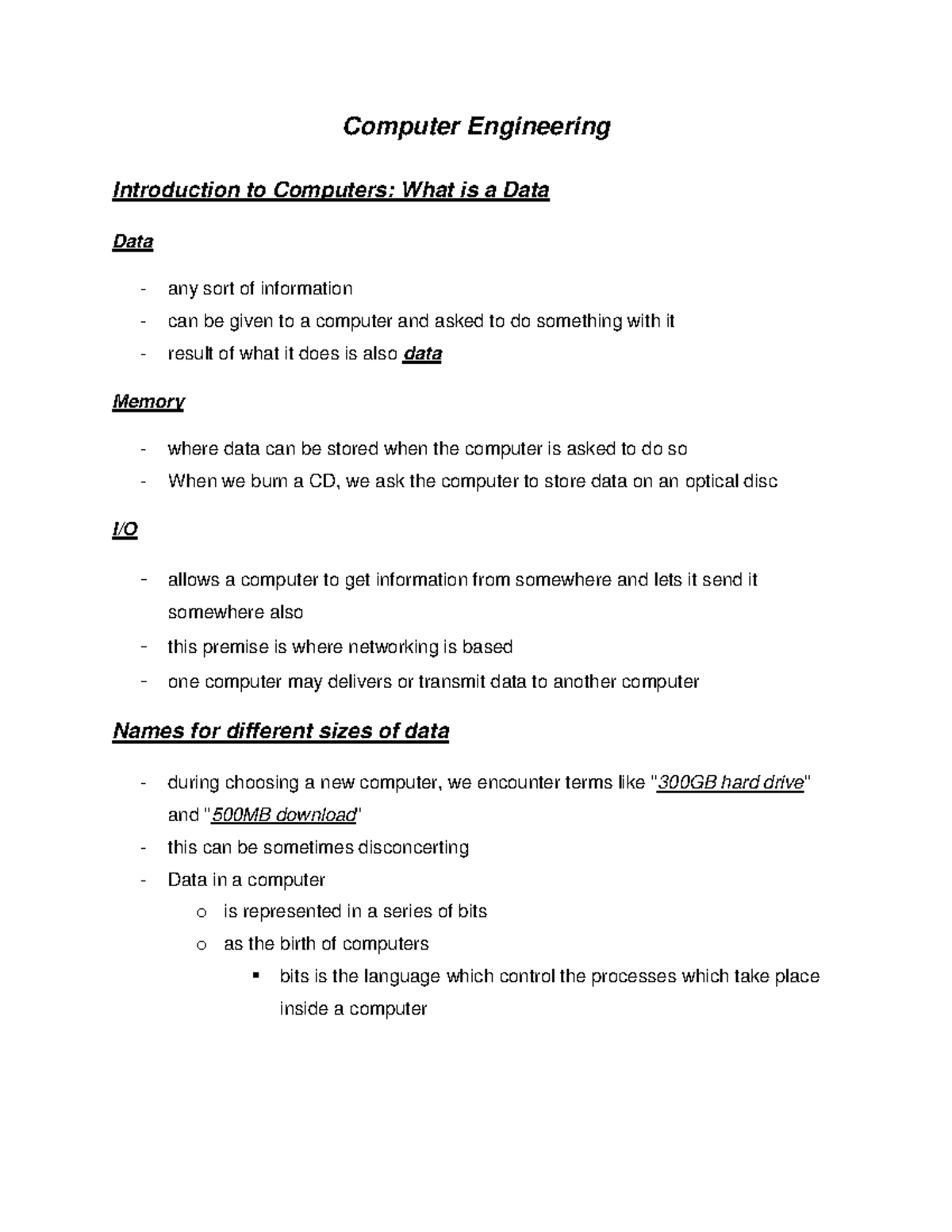 Introduction to Computers: What is a Data - Computer Engineering ...