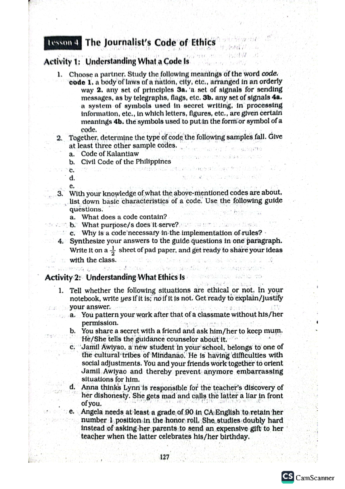 Journalist code - Ethics - Studocu