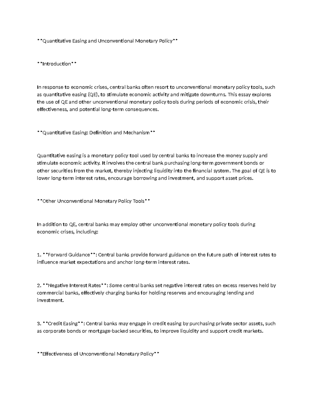 Quantitative Easing and Unconventional Monetary Policy - Quantitative ...