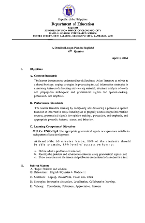 DLL 4 - Detailed lesson plan in English 10 - 4th Quarter LESSON ...