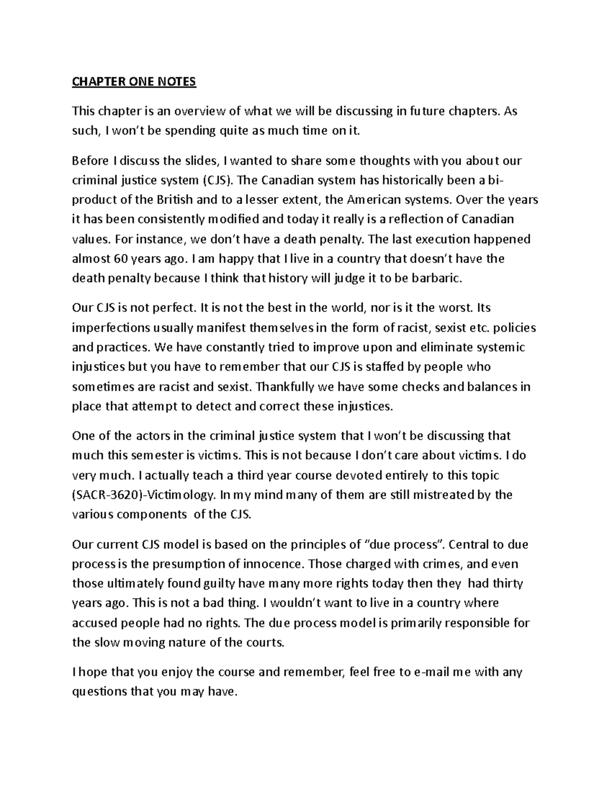 Chapter 1 Summary - CHAPTER ONE NOTES This chapter is an overview of ...