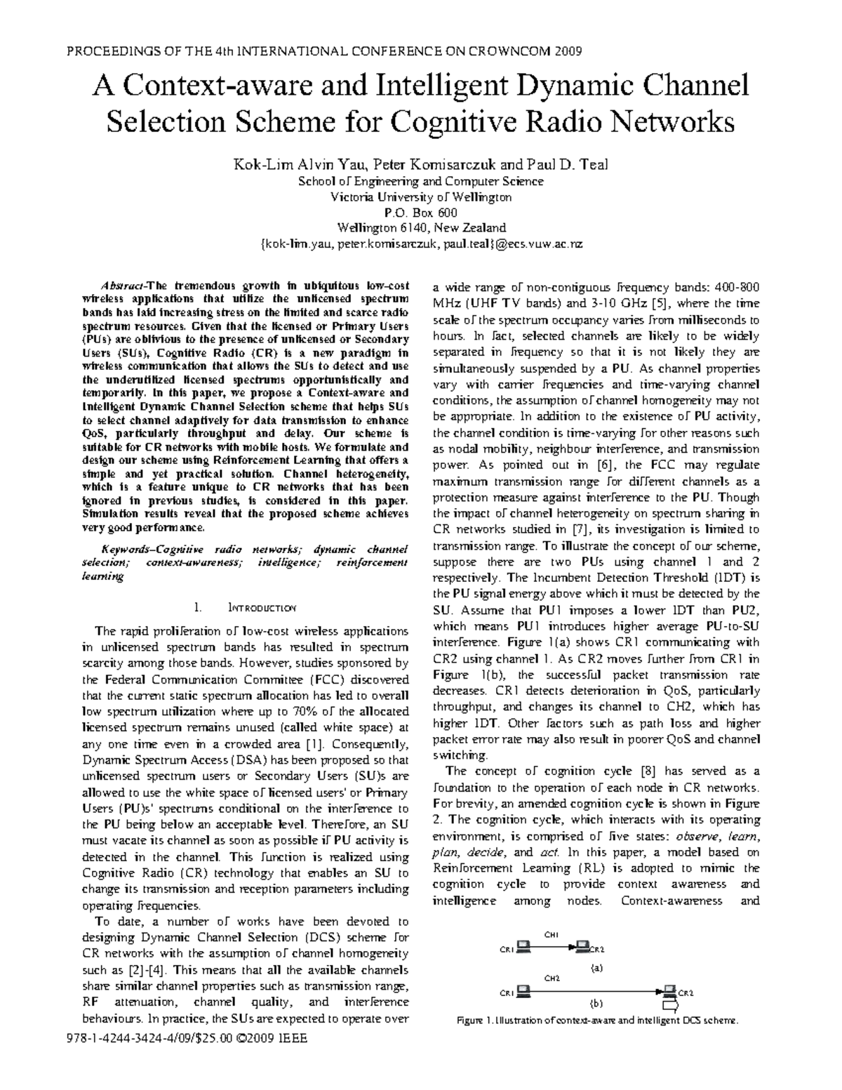A Context-aware and Intelligent Dynamic Channel Selection Scheme for Cognitive Radio Networks ...