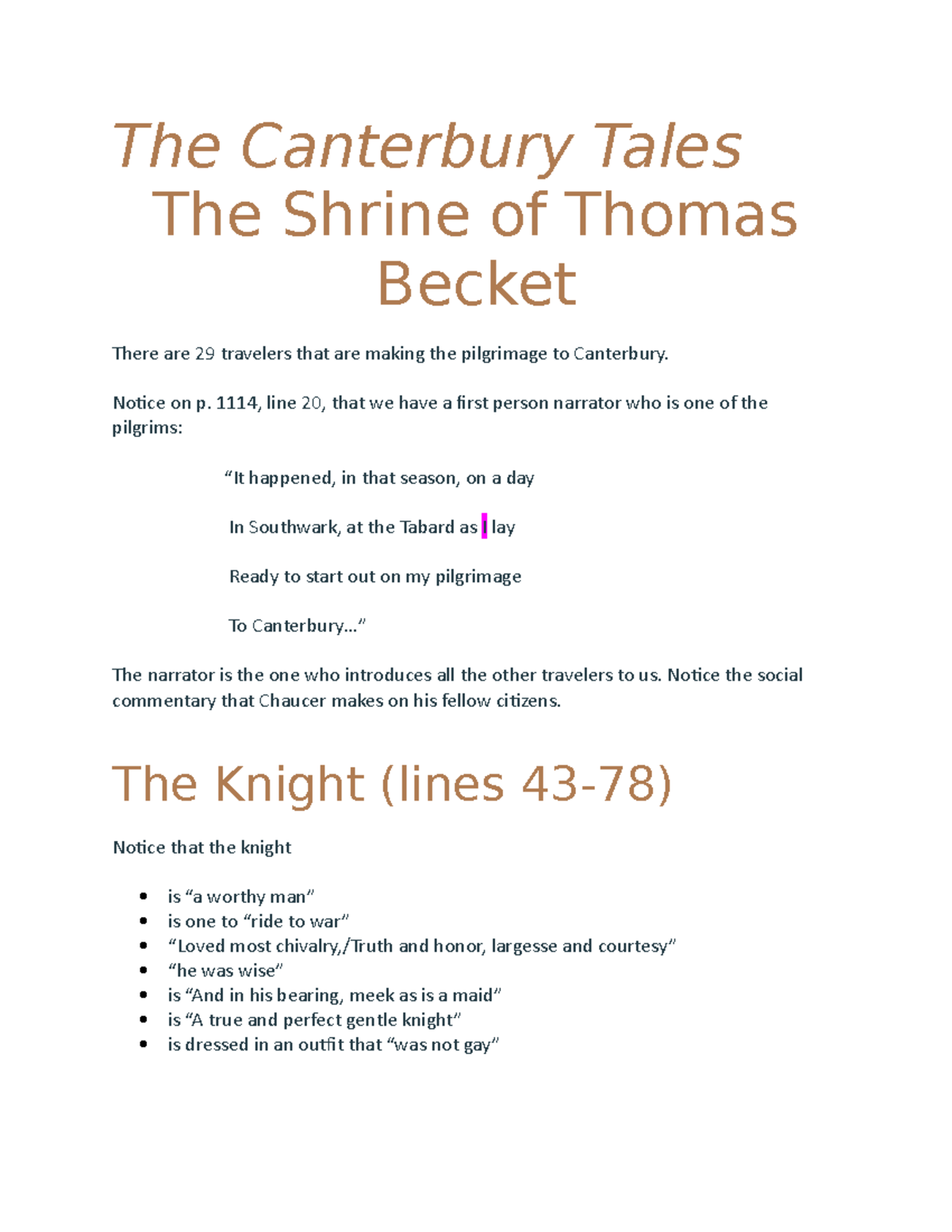 The Canterbury Tales - notes - The Canterbury Tales The Shrine of ...