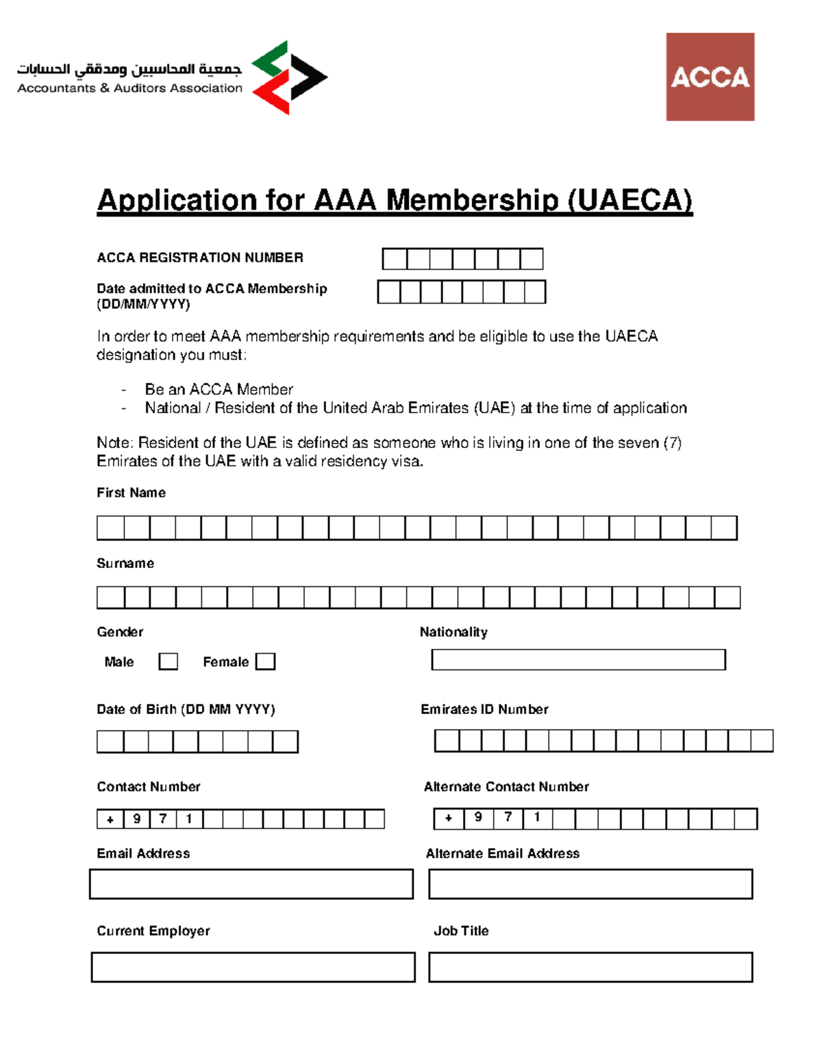 Uaeca-Application - jdlalk; - Application for AAA Membership (UAECA ...