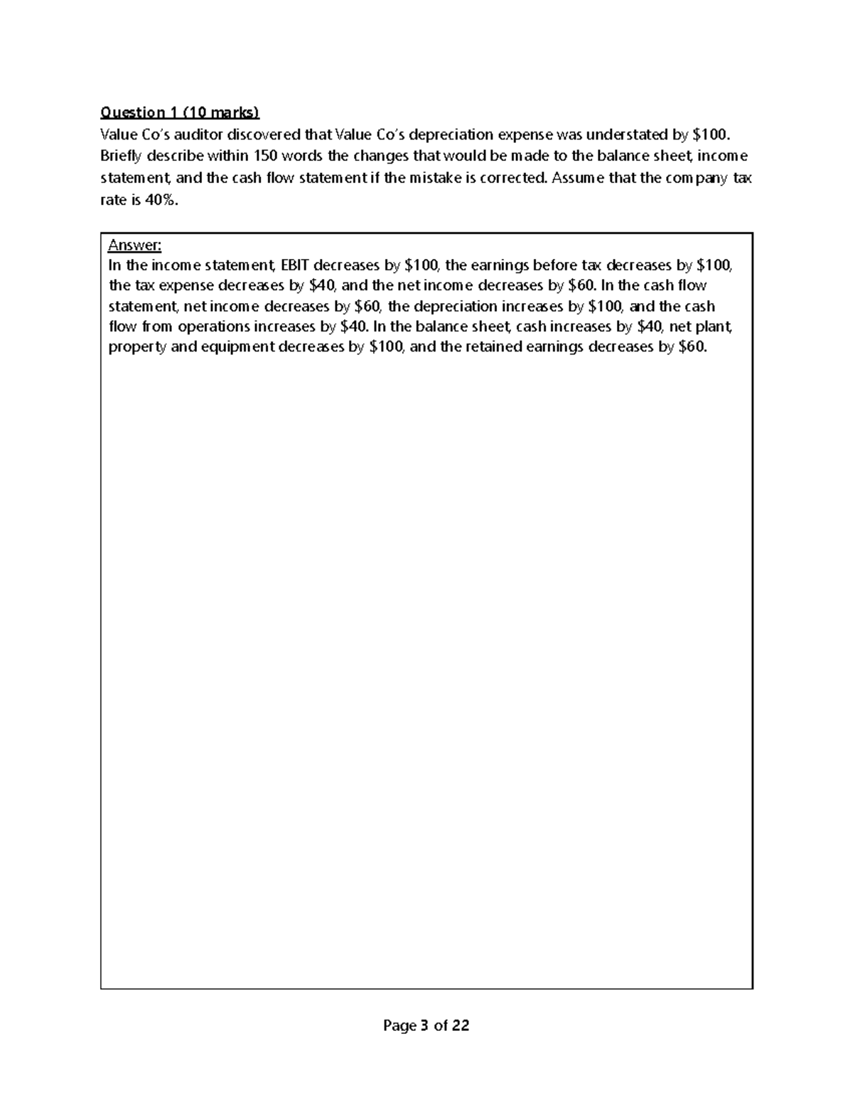 FNCE2000 5 2023 Sems 2 Final Exam w Answers LMS - Question 1 (10 marks ...