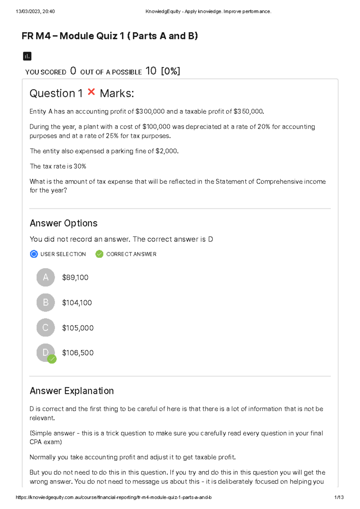 FR4 - Apply knowledge. Improve performance - FR M4 Module Quiz 1 Parts ...