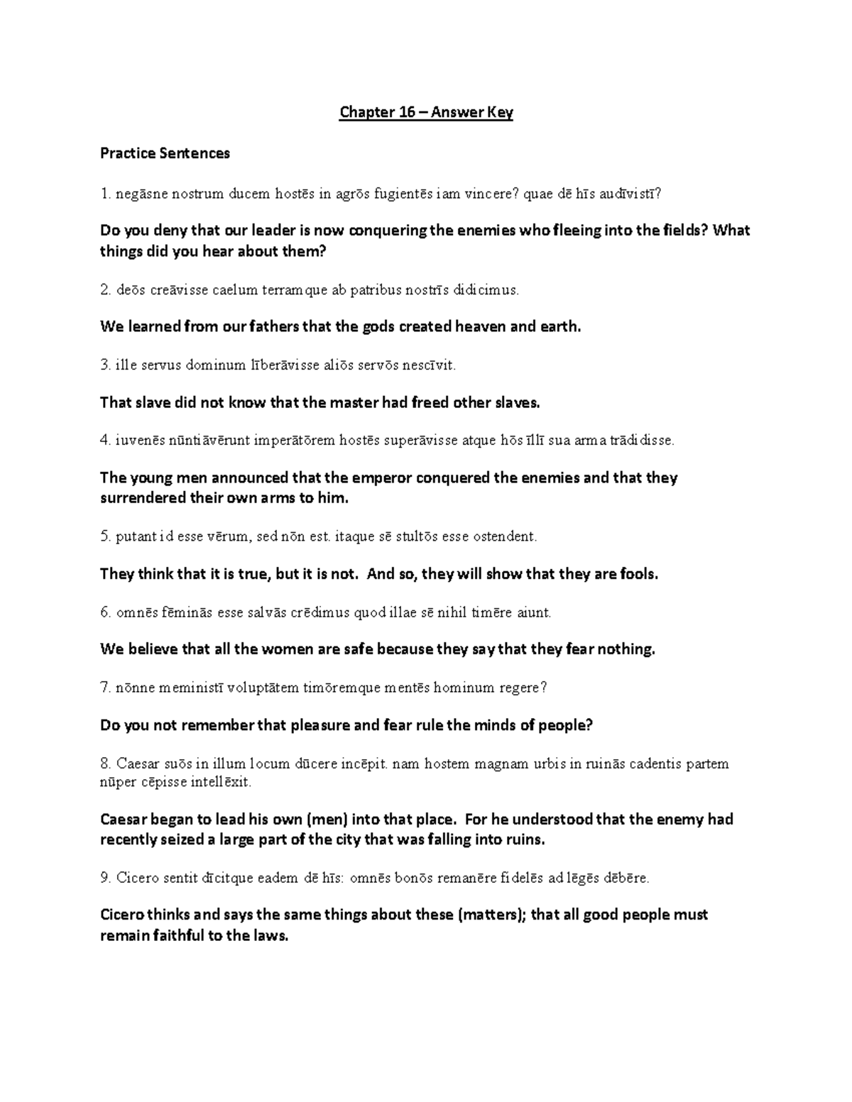 Chapter 16 - Answer Key - Chapter 16 3 Answer Key Practice Sentences ...